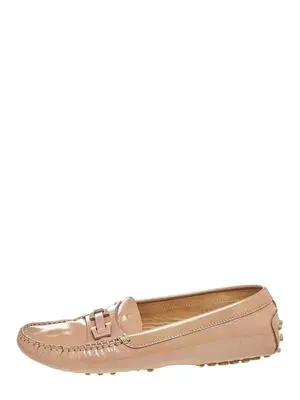 TOD'S Patent Leather Logo Bit Loafers - Neutrals