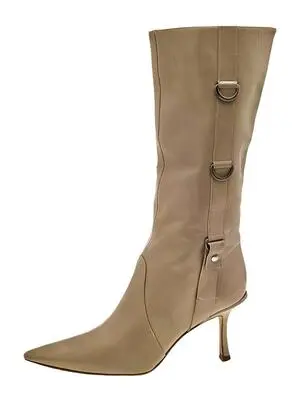JIMMY CHOO Beige Leather Pointed Toe Boots - Neutrals