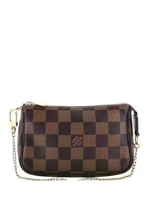 LOUIS VUITTON Pochette Accessoires Damier Mini Clutch Bag - Brown