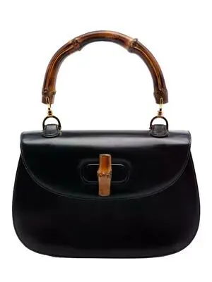 Gucci 20th Century Small Calfskin Bamboo Top Handle Bag - Black