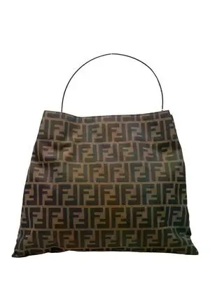 Fendi Zucca Canvas Metal Handle Tote Bag - Brown
