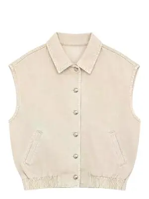 ICON DENIM LOS ANGELES Ines Elasticated-hem Denim Jacket - Neutrals