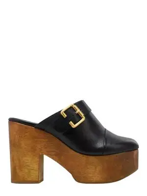 ANDREA CARRANO Buckle-detail Platform Mules - Black