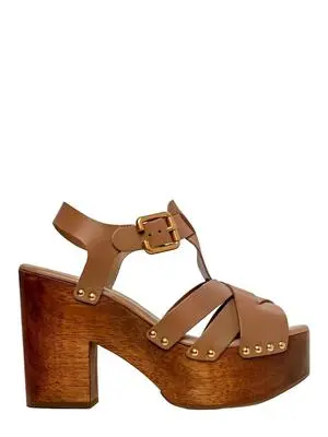 ANDREA CARRANO Studded Platform Sandals - Brown