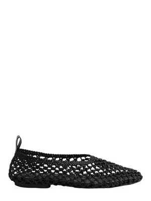 Soeur Woven Leather Ballet Flats - Black