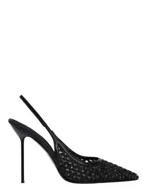 Paris Texas Lidia Woven Slingback Sandals - Black