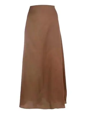 Alberta Ferretti High-waisted Satin Skirt - Brown