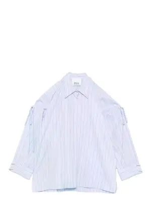 Erika Cavallini Cold-shoulder Pinstripe Shirt - Blue