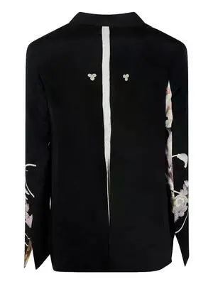 IBRIGU Floral-print Double-breasted Blazer - Black