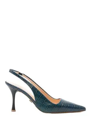 SERGIO MORETTI FIRENZE Croc-effect Slingback Pumps - Blue