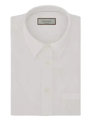 Canali Milk-colored Garment Dyed Cotton And Linen Blend Shirt - White