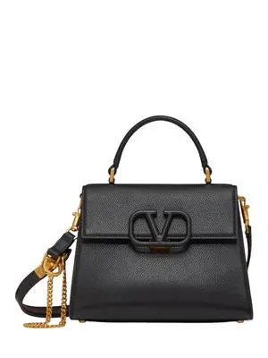 Valentino Garavani Vlogo Signature Foldover Top Handle Tote Bag - Black