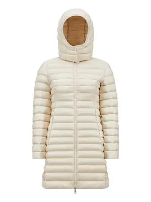 Moncler Igelong Hooded Long Down Jacket - White Ivory