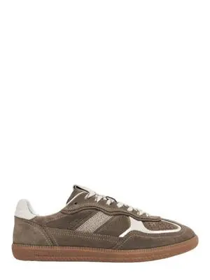 ALOHAS Taupe Suede Low-top Sneakers With Cream Leather Trims - Leif Greyish Brown