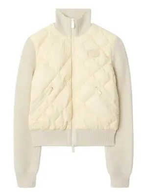 Burberry Quilted Check-stitch Nylon And Wool Zip-up Jacket - Ceramic White