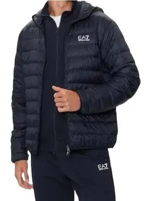 EA7 Quilted Down Jacket With Hood - Black