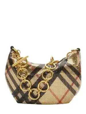 Burberry Chainmail Checked Shoulder Bag - Sand Beige