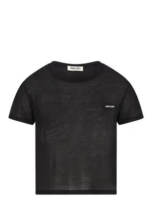 Miu Miu Miu Miu Short-Sleeved T-Shirt With Chest Pattern Black