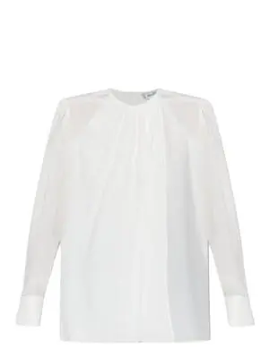 MAX MARA Max Mara Silk Pleated Blouse With Crew Neck And Long Sleeves
