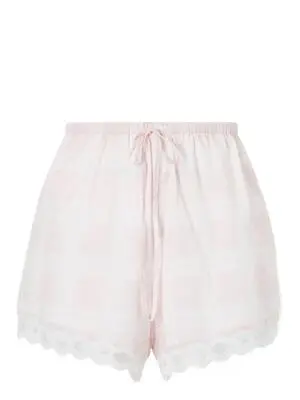 Posse Name Drawstring Shorts With Lace Trim - Pink