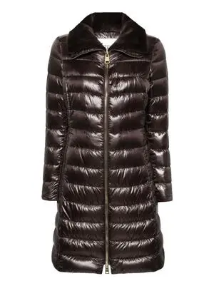 Herno High-neck Quilted Down Coat With Removable Fur Collar - Black