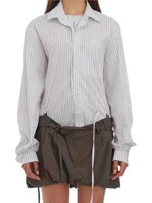 Ottolinger Striped Long Sleeve Shirt Dress - Gray