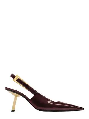 Saint Laurent Lee Slingback Pointed Toe Pumps - Brown