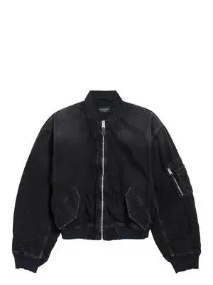Balenciaga Standard Denim Bomber Jacket - Black