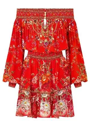 Camilla Olé Olé" Off-shoulder Floral Mini Dress - Red