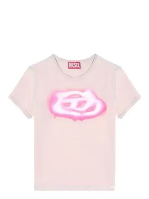 DIESEL® Graphic T-shirt With Oval D Logo - Pink