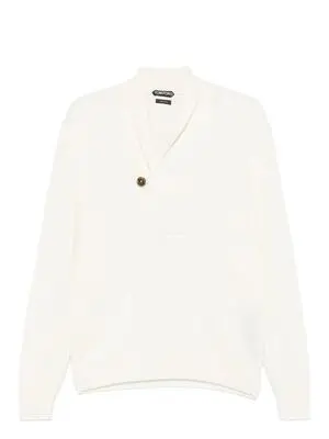 TOM FORD Button-detailed Shawl Collar Jumper - White