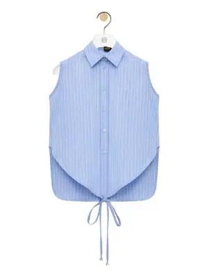 LOEWE Loewe Sleeveless Cotton Shirt With Asymmetrical Hem And Monogram Embroidery