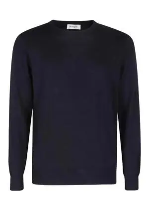 KANGRA Fine-knit Crew-neck Sweater - Blue