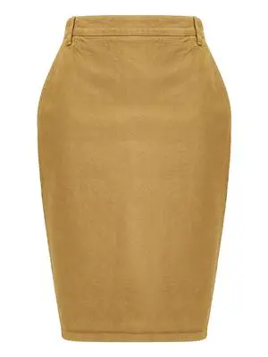 Saint Laurent Mid-rise Denim Pencil Skirt - Nude