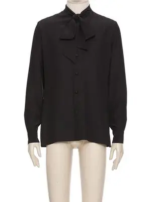 Valentino Garavani Valentino	Scarf Collar Button-Up Shirt Black