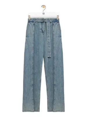 Loewe Straight-leg Belted Jeans - Washed Denim