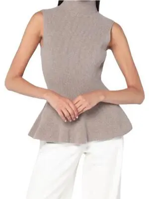 RÓHE Róhe Sleeveless Ribbed Turtleneck Sweater With Ruffled Hem