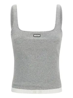 ENTIRE STUDIOS Ribbed Square Neck Tank Top - Gray