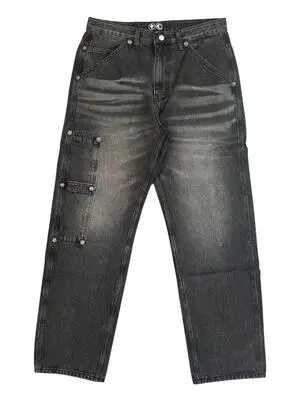 THUG CLUB Washed Effect Stud Embellished Jeans - Black