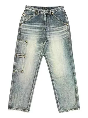 THUG CLUB Washed Effect Stud Embellished Jeans - Blue