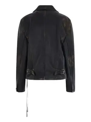 ANN DEMEULEMEESTER Malik Distressed Leather Jacket - Black