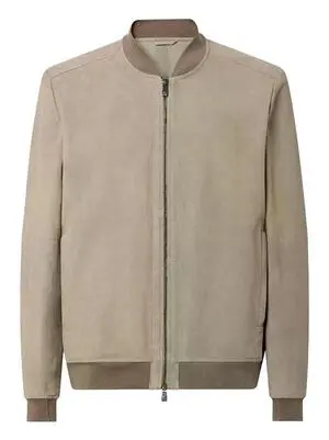 Corneliani Suede Zip-up Bomber Jacket - Neutrals