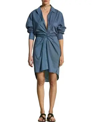 Mare Di Latte Lily Tie-waist Midi Shirt Dress - Blue