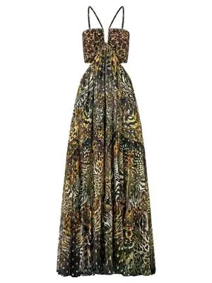 Camilla Leopard-print Cut-out Maxi Dress - Black