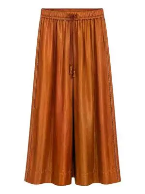 FORTE_FORTE Bronze Satin Drawstring Palazzo Pants - Orange