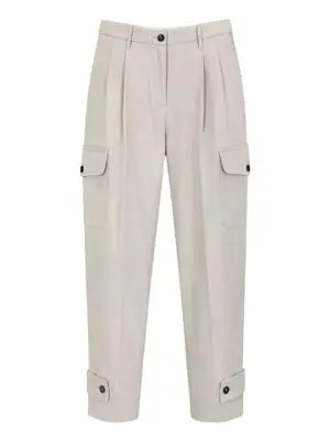 NINE:INTHE:MORNING Cargo Pants With Pleated Detailing And Buttoned Cuffs - Neutrals