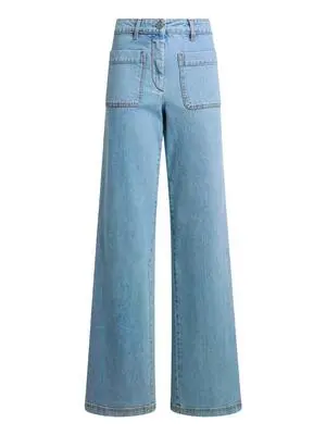 Etro Embroidered Logo Flared Jeans - Blue