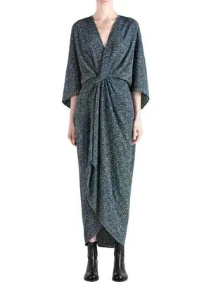 CORTANA Astra Print Draped Dress - Blue