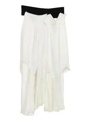 ALAINPAUL Asymmetric Midi Skirt With Draped Logo Waistband - Neutrals