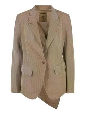UMA WANG Asymmetric Herringbone Blazer - Brown